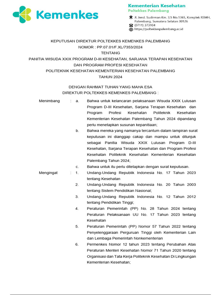 SK Wisuda Tahun 2024 | PDF | Kesehatan Holistik