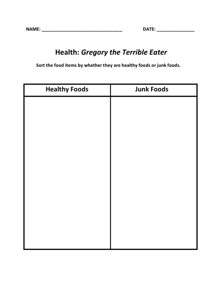 Gregory The Terrible Eater Worksheet | PDF