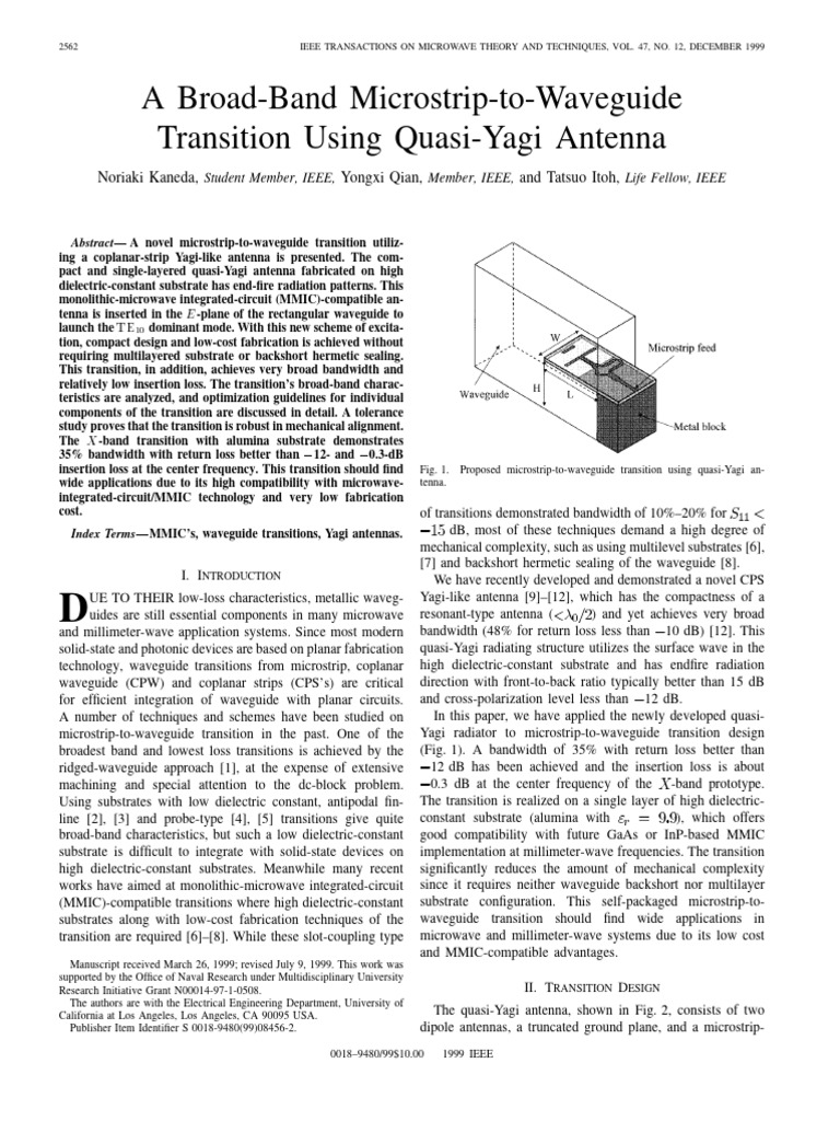 A Broad Band Microstrip To Waveguide Tra | PDF | Antenna (Radio) | Electrodynamics