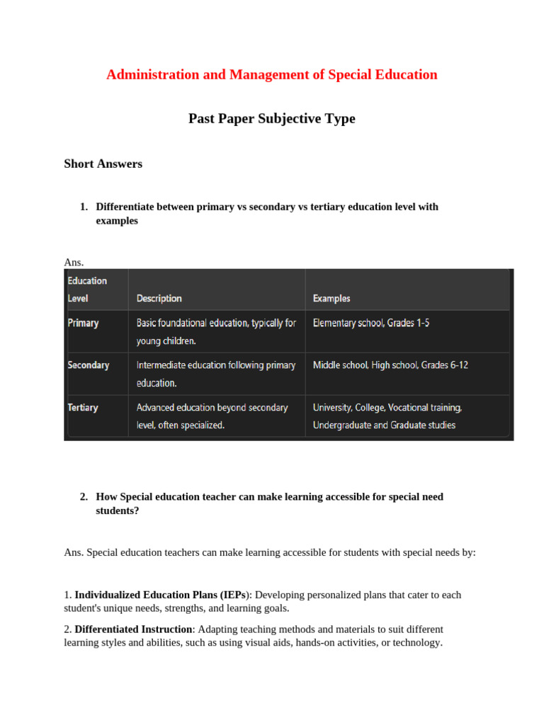 Administration and Management of Special Education | PDF | Special ...