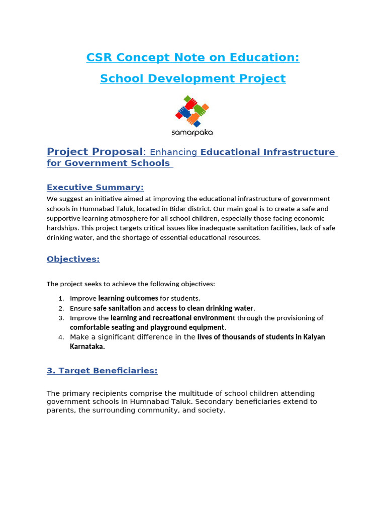School Development Project | PDF | Infrastructure | Sanitation