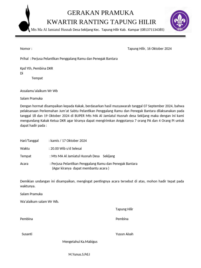 Undangan Pramuka Perjusa | PDF