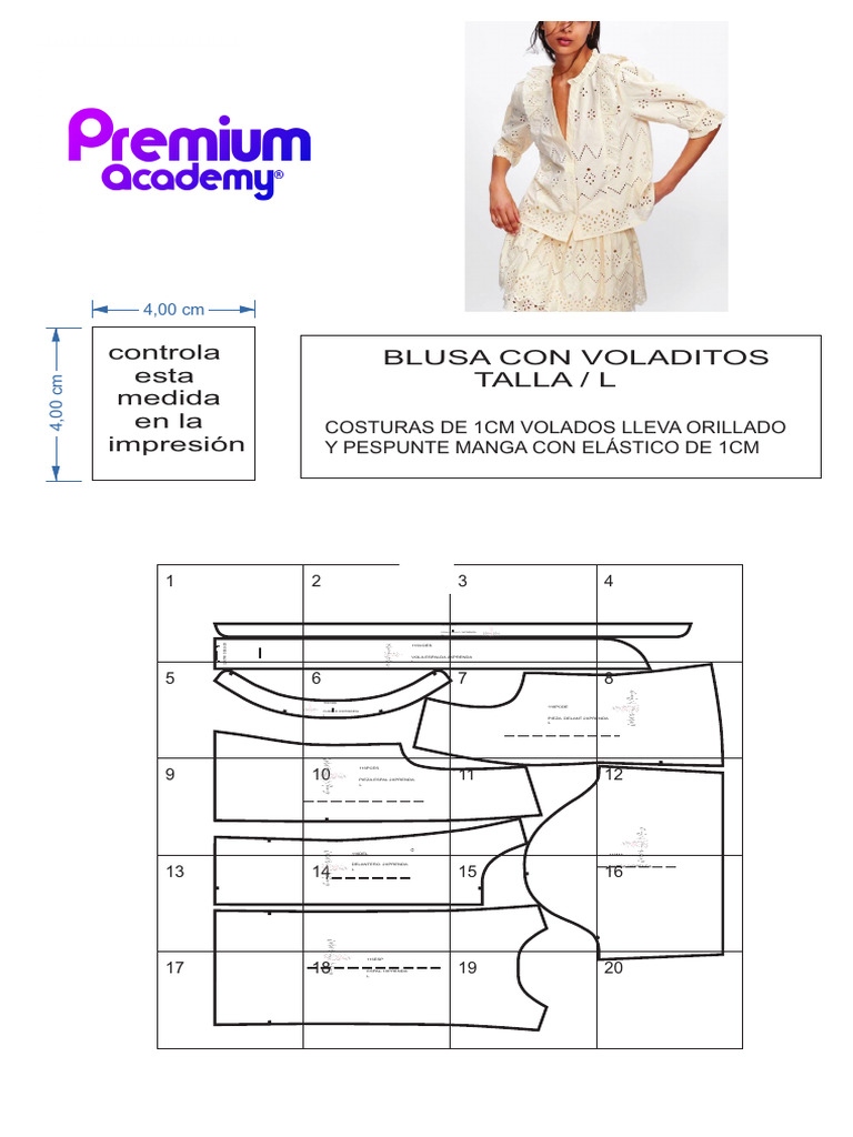 Molde Blusa Hojarrota A4 Tl.. | PDF