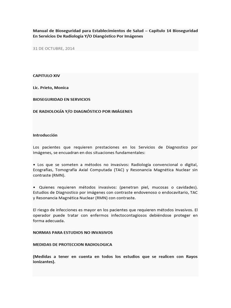 Manual de Bioseguridad para Establecimientos de Salud | PDF | Radiación | Radiación ionizante