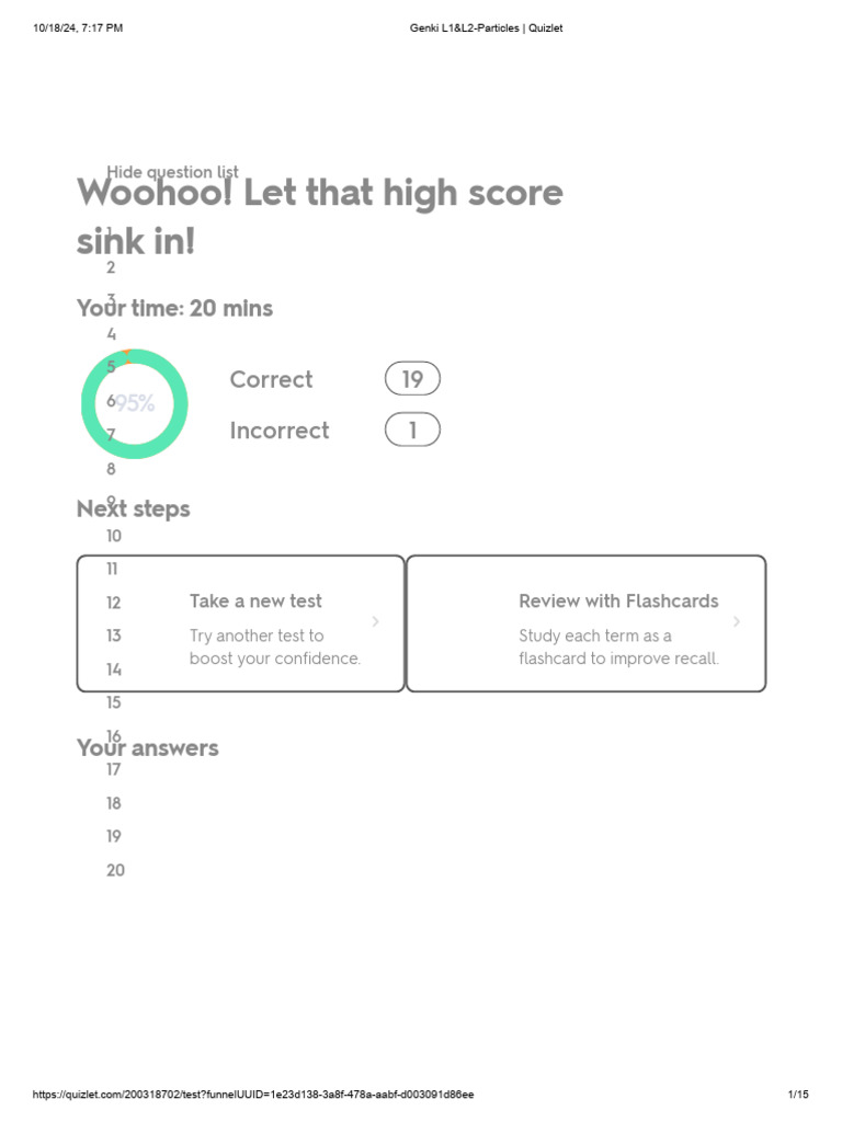 Genki L1&L2-Particles - Quizlet | PDF
