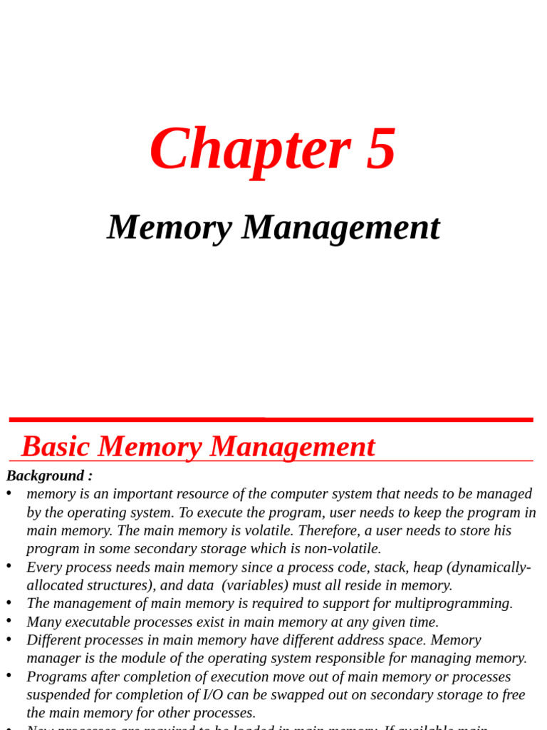 Chapter 5 Memory Management | PDF | Process (Computing) | Computer Data Storage