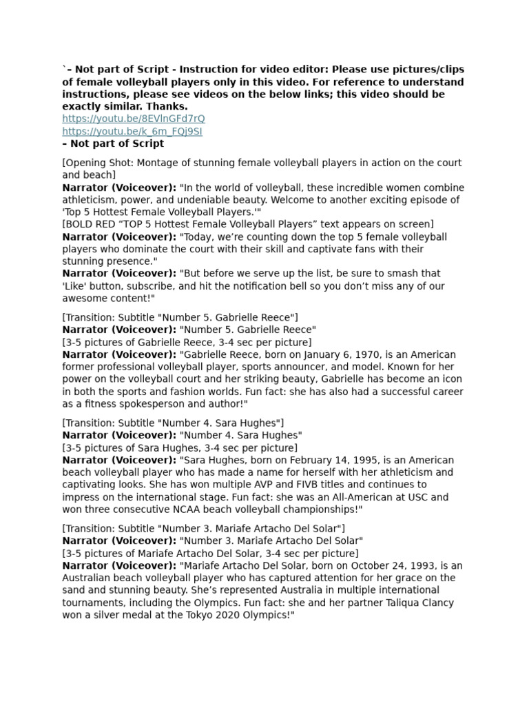 Script Volleyball | PDF | Volleyball