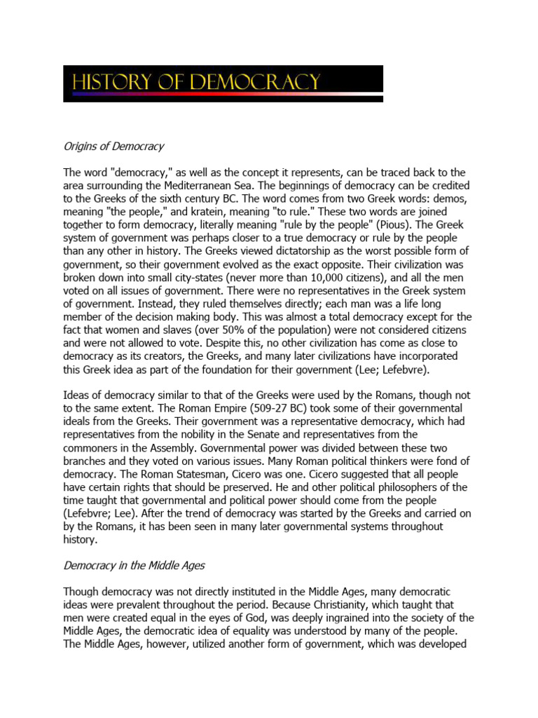 History and Evolution of Democracy | PDF | Democracy | Political Ideologies