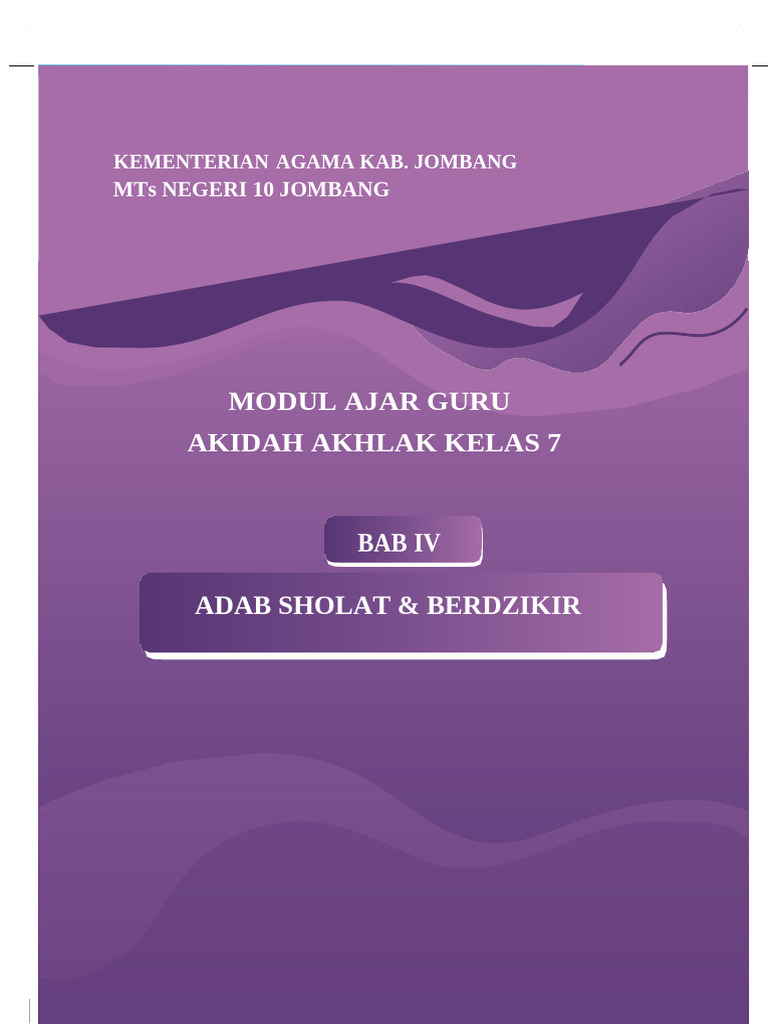 Modul Akidah Akhlak 7 Bab 4 | PDF
