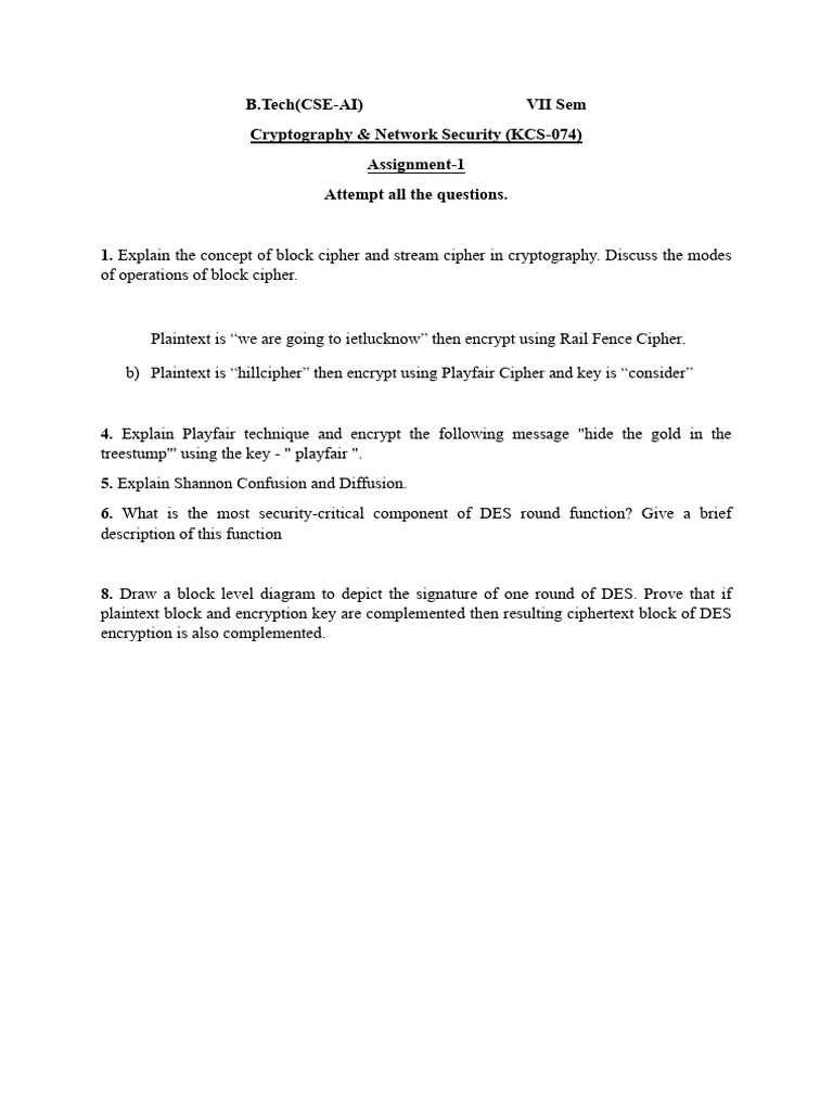 Cryptography & Network Security Assignment | PDF | Computers
