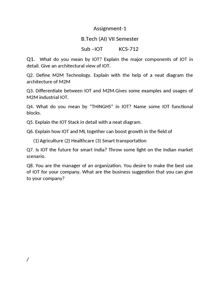 IOT Assignment 1 | PDF | Business | Computers