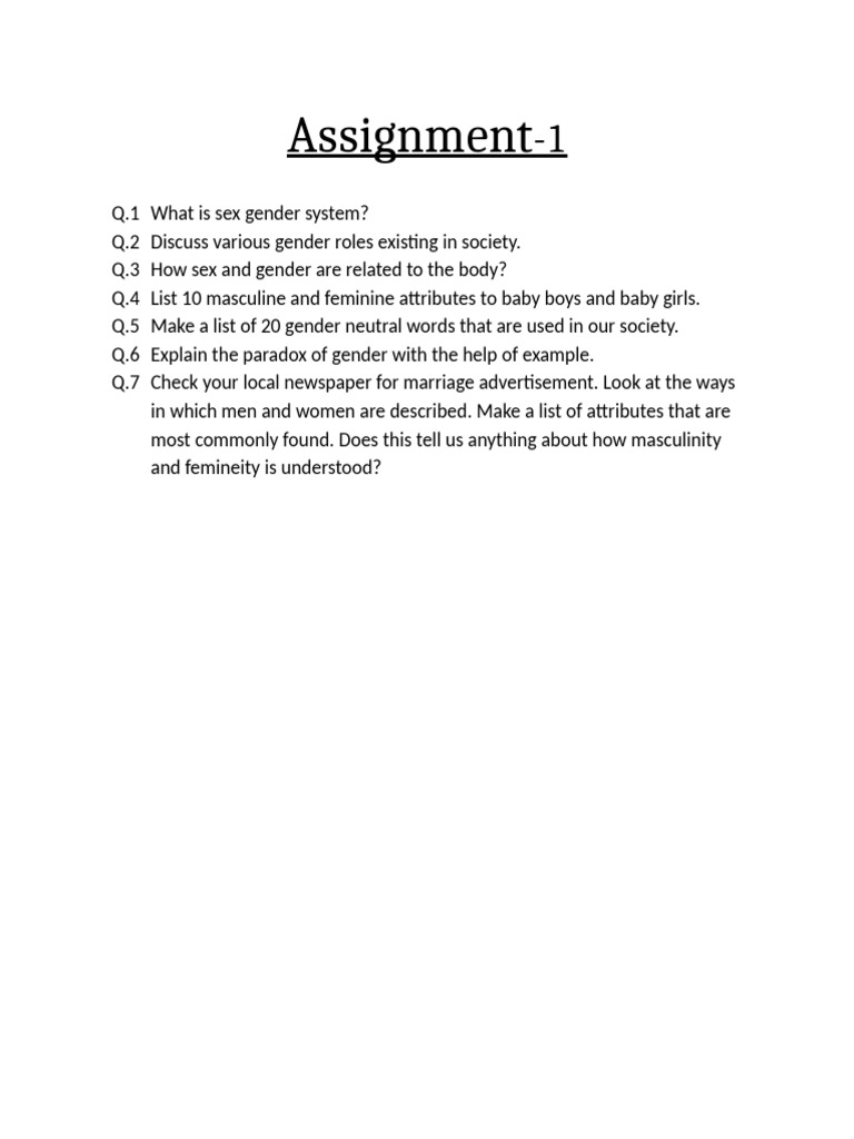 Women Study Assignment 1 | PDF