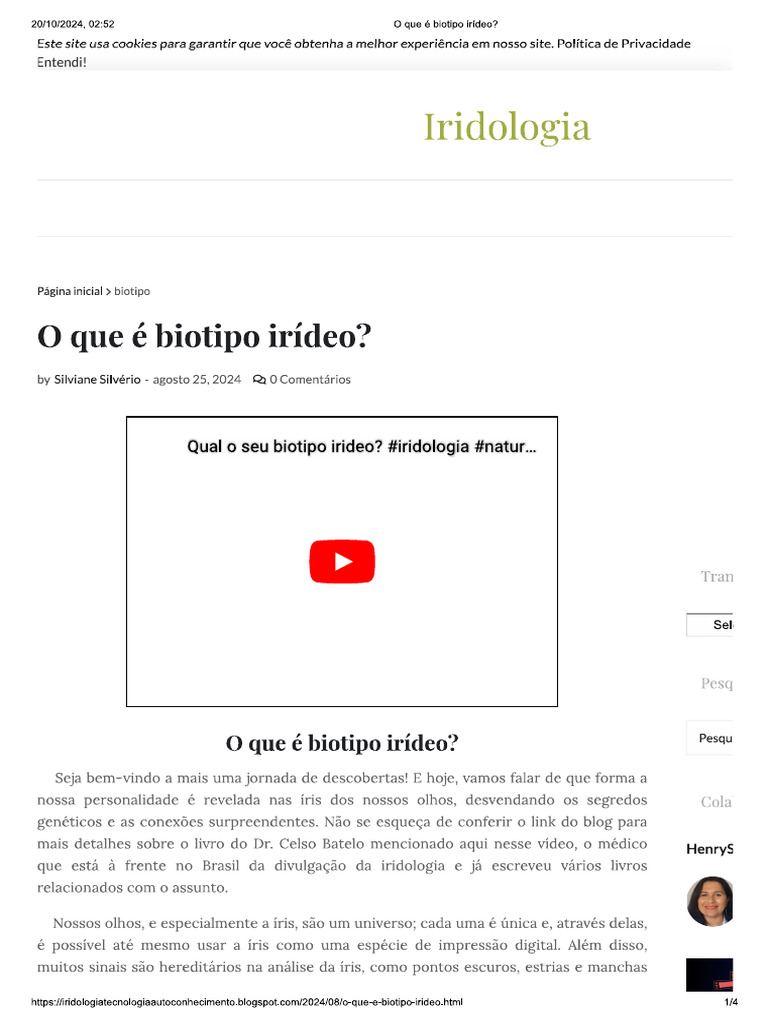 Biotipo Irideo Silviane Silvério | PDF