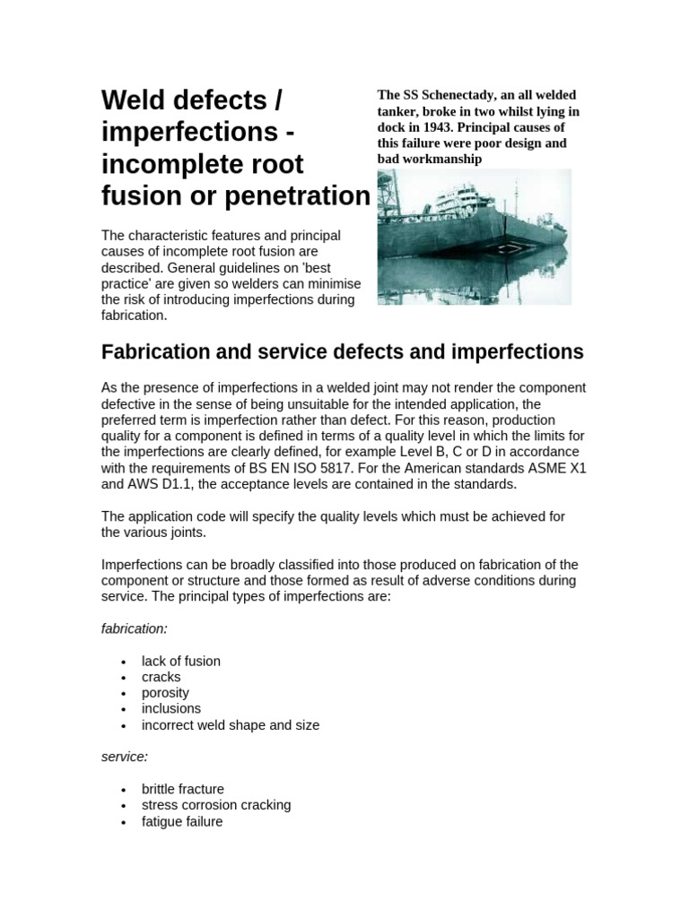 Incomplete Root Fusion in Welding | PDF | Welding | Construction