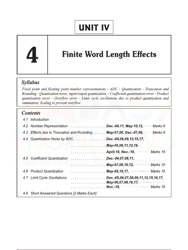 Dsp Unit 4 Pdf Arithmetic Theory Of Computation