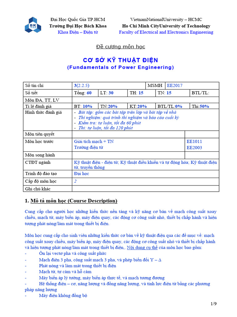 DCMH CoSoKyThuatDien | PDF