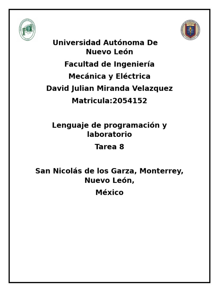Act8 DJMV#2054152 Lpylab | PDF | Lenguaje de programación | Programa de computadora