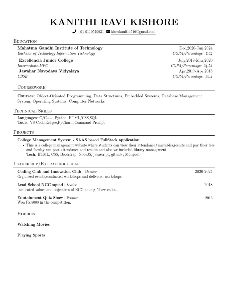 Ravi Kishore Resume | PDF | Business | Computers