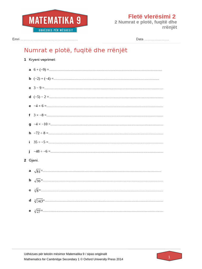 0203 - Flete Ê Vlere Êsimi 2 - Numrat e Plote Ê, Fuqite Ê, Rre Ênje Êt ...