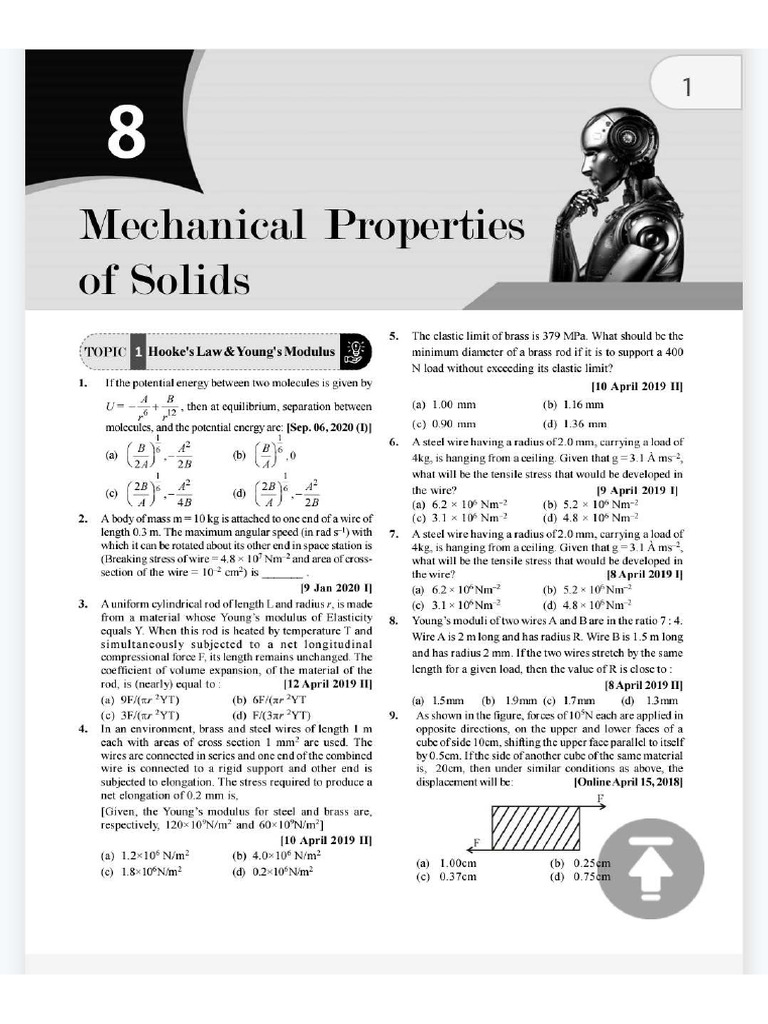 Disha Pyqs Mechanical Properties of Solids | PDF