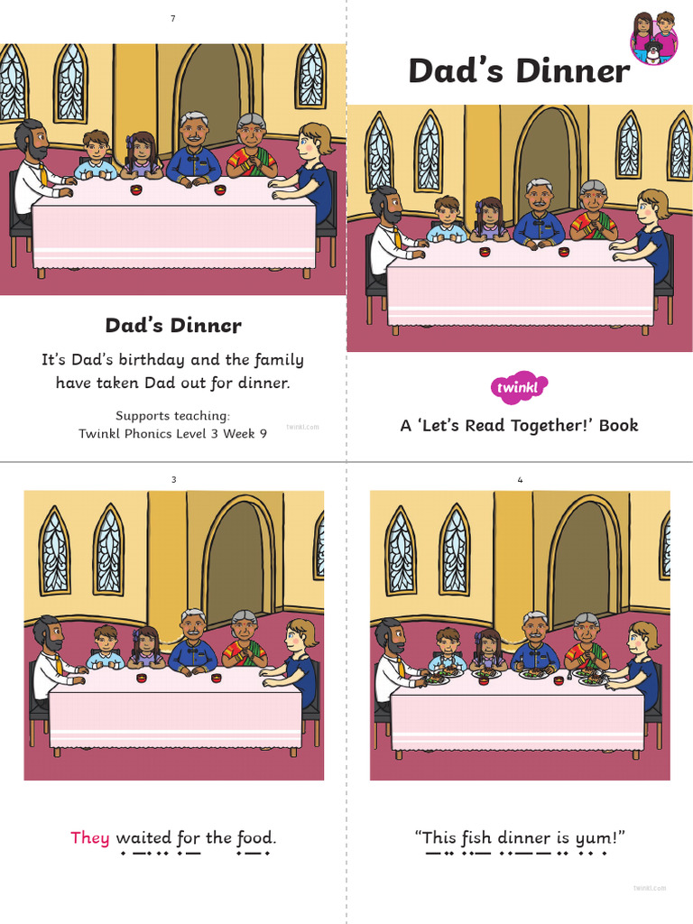 Dad - S Dinner Reading Mini Book | PDF