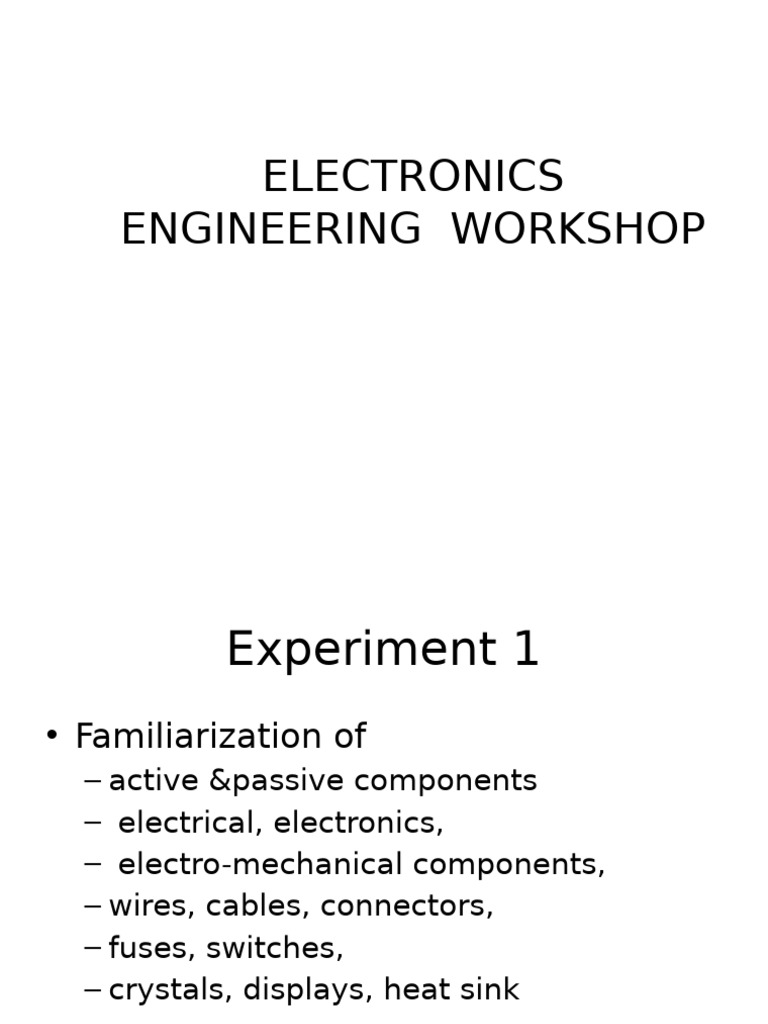 Electronics Workshop | PDF | Capacitor | Diode