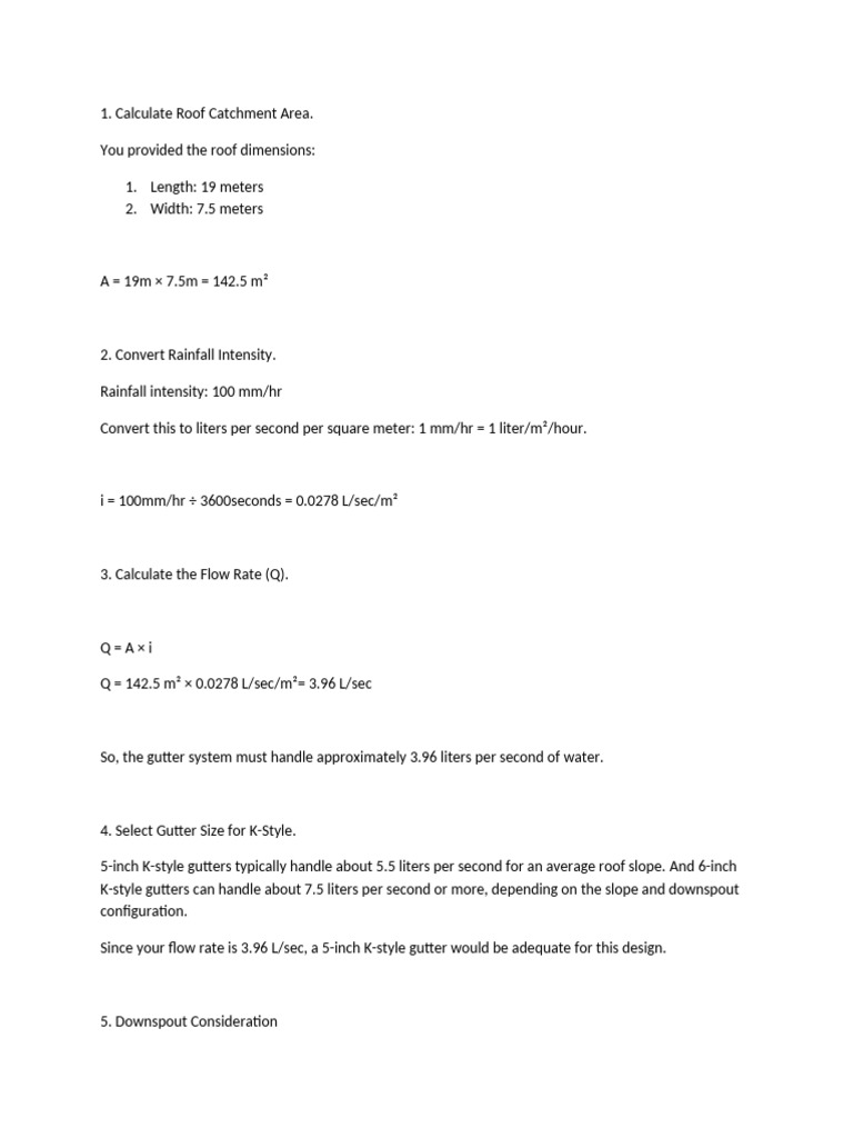 Gutter Size and Rainfall Intensity | PDF