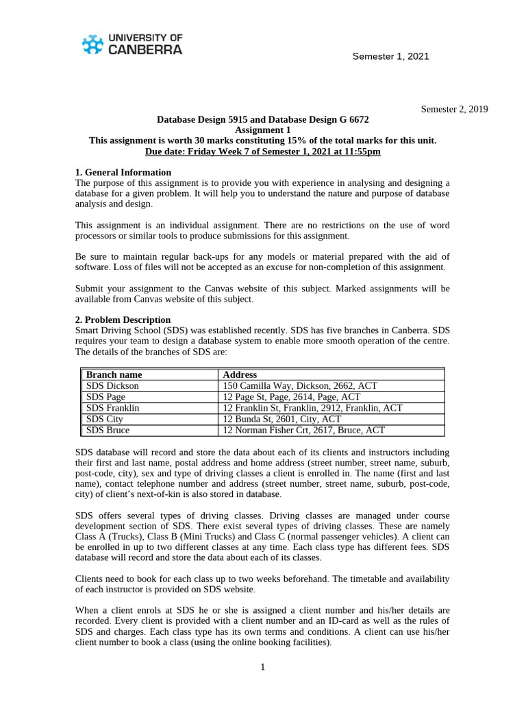Database Deign UG - G Assignment 1 Semester 1 2021 | PDF | Identity ...