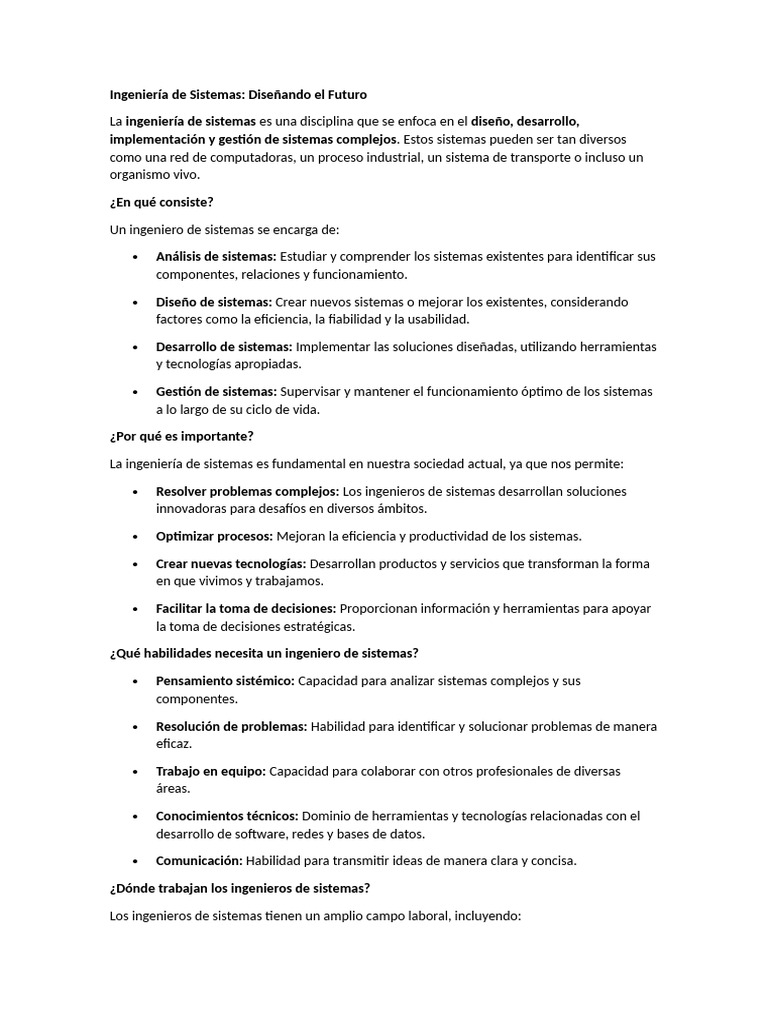 Ingeniería De Sistemas Pdf Ingeniería De Sistemas Ingeniería