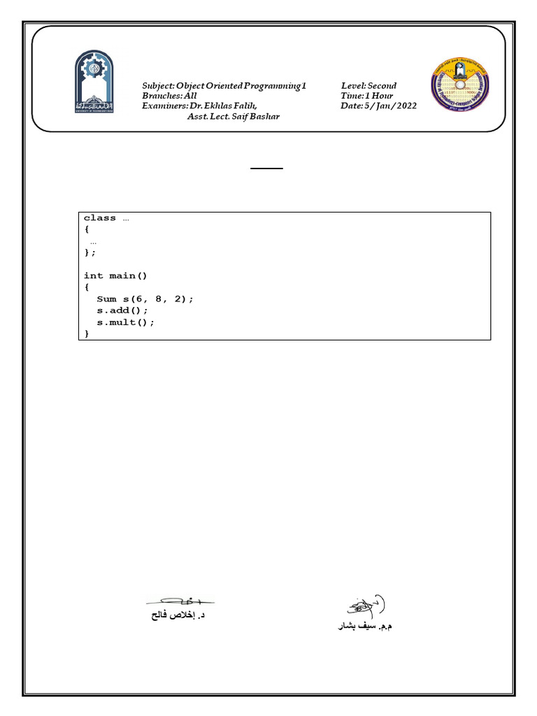 OOP Exam Questions and Solutions | PDF | Art