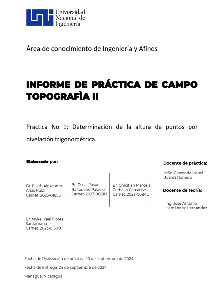 Informe Practica de Campo 1 - Topografia Ii | PDF | Topografía