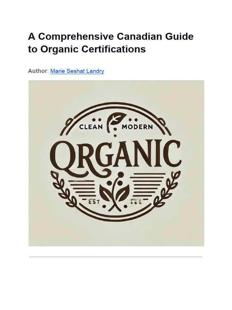 A Comprehensive Canadian Guide To Organic Certifications | PDF ...