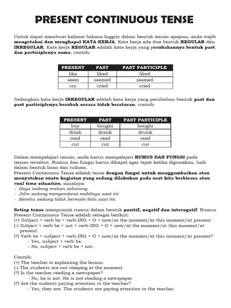 Rumus Present Continous Tense | PDF