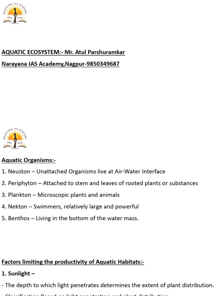 Aquatic Ecosystem | PDF | Eutrophication | Ecoregions