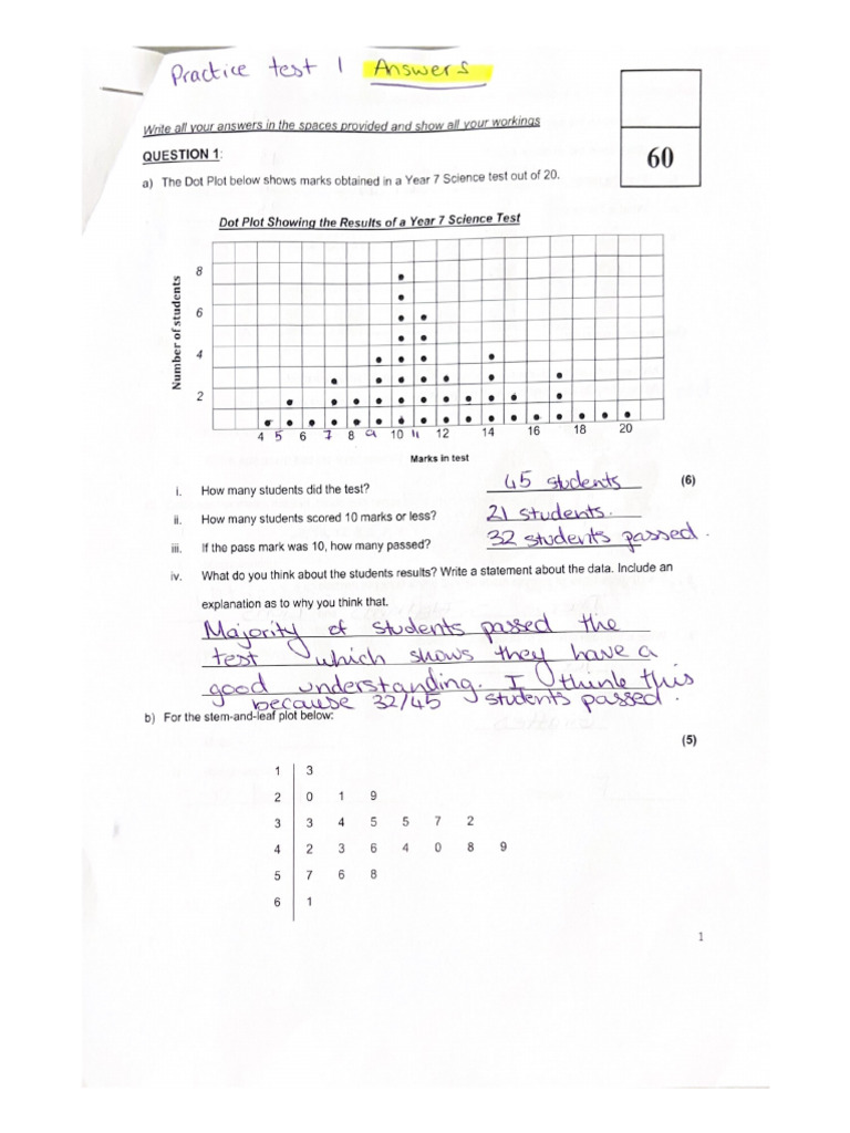 Stats Practice Test 1 Answers | PDF