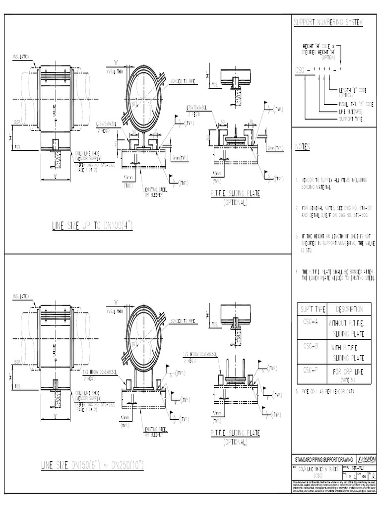Standard Piping Support Drawing - STD-521 | PDF