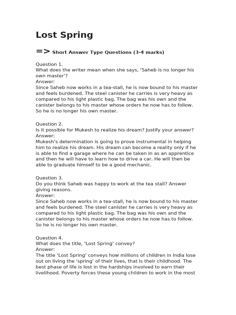 Lost Spring Class 12 | PDF | Poverty | Poverty & Homelessness