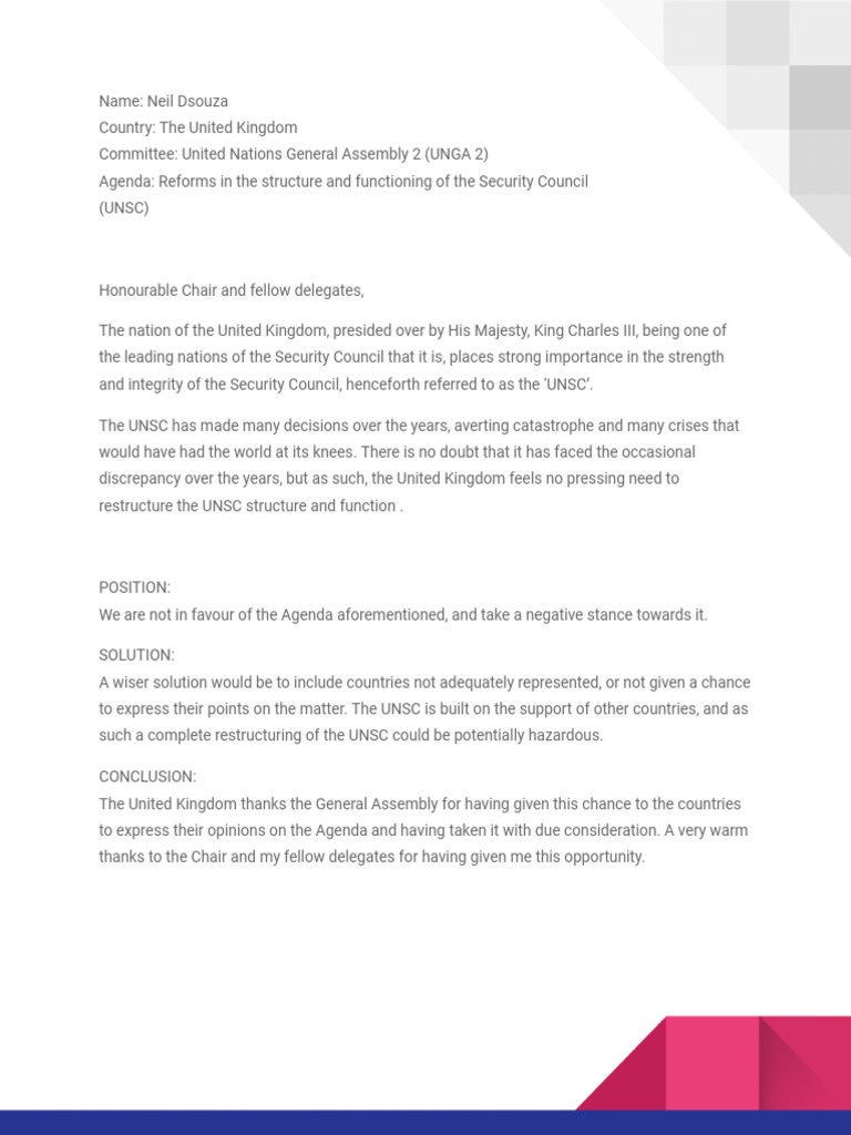 Position Paper of The United Kingdom | PDF | Politics | Social Science