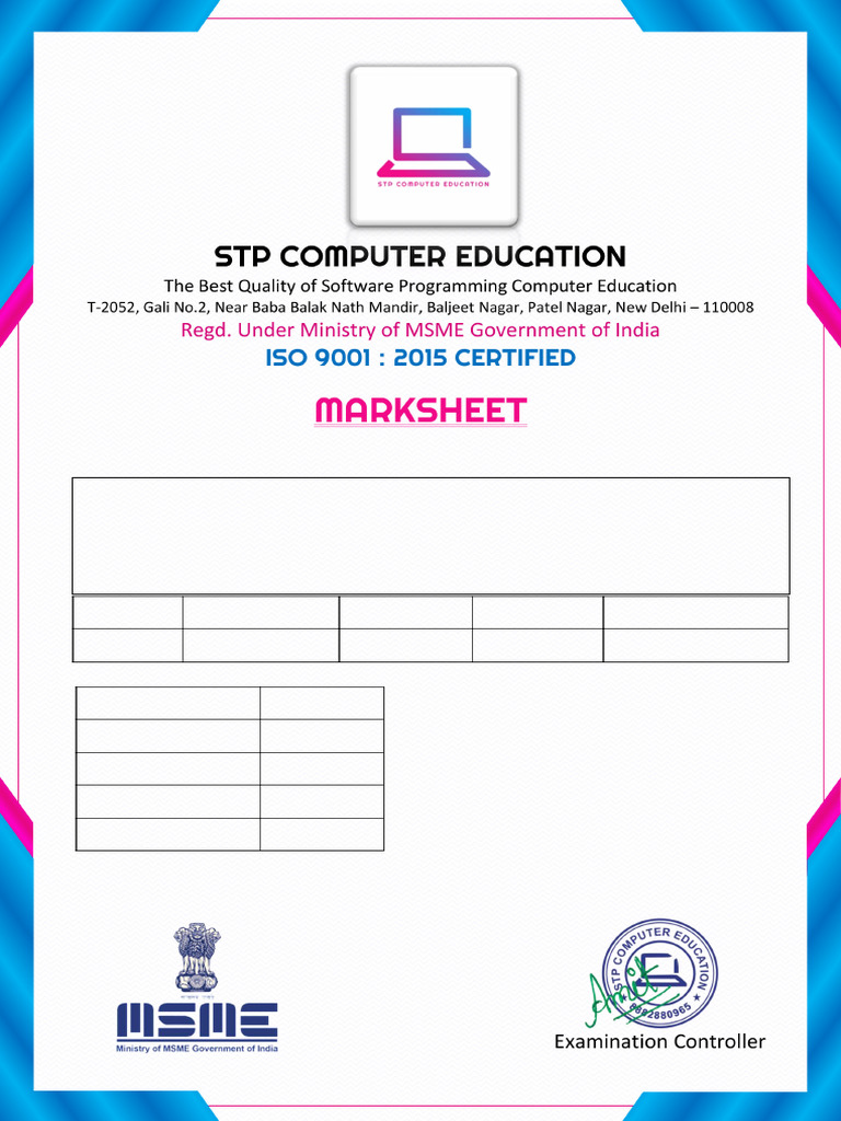 html marksheet | PDF