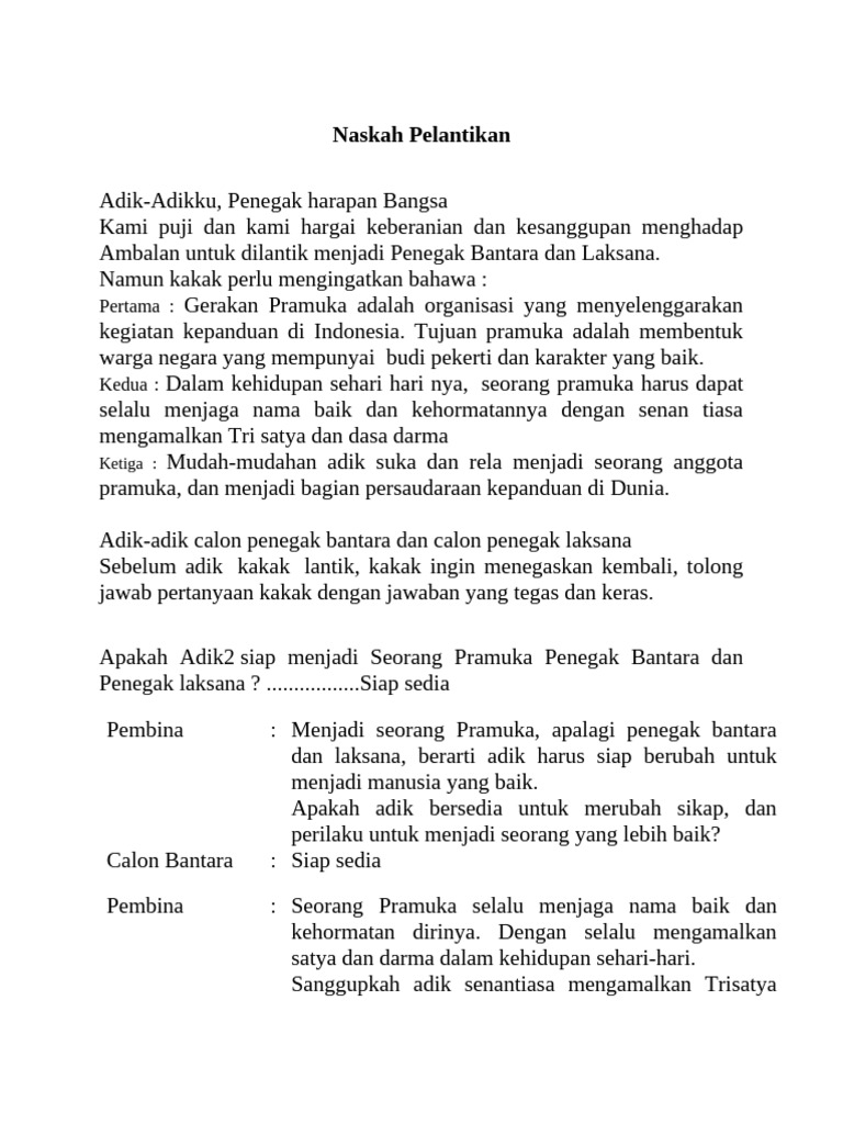 Naskah Pelantikan Penegak Bantara | PDF