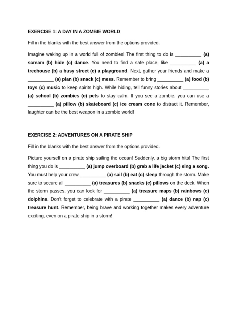 Surviving Extreme Situations: Exercises | PDF