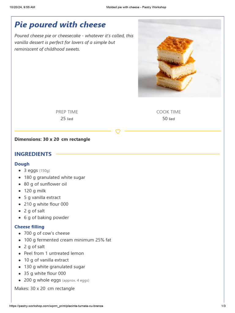 Molded pie with cheese | PDF | Baking | Cheesecake