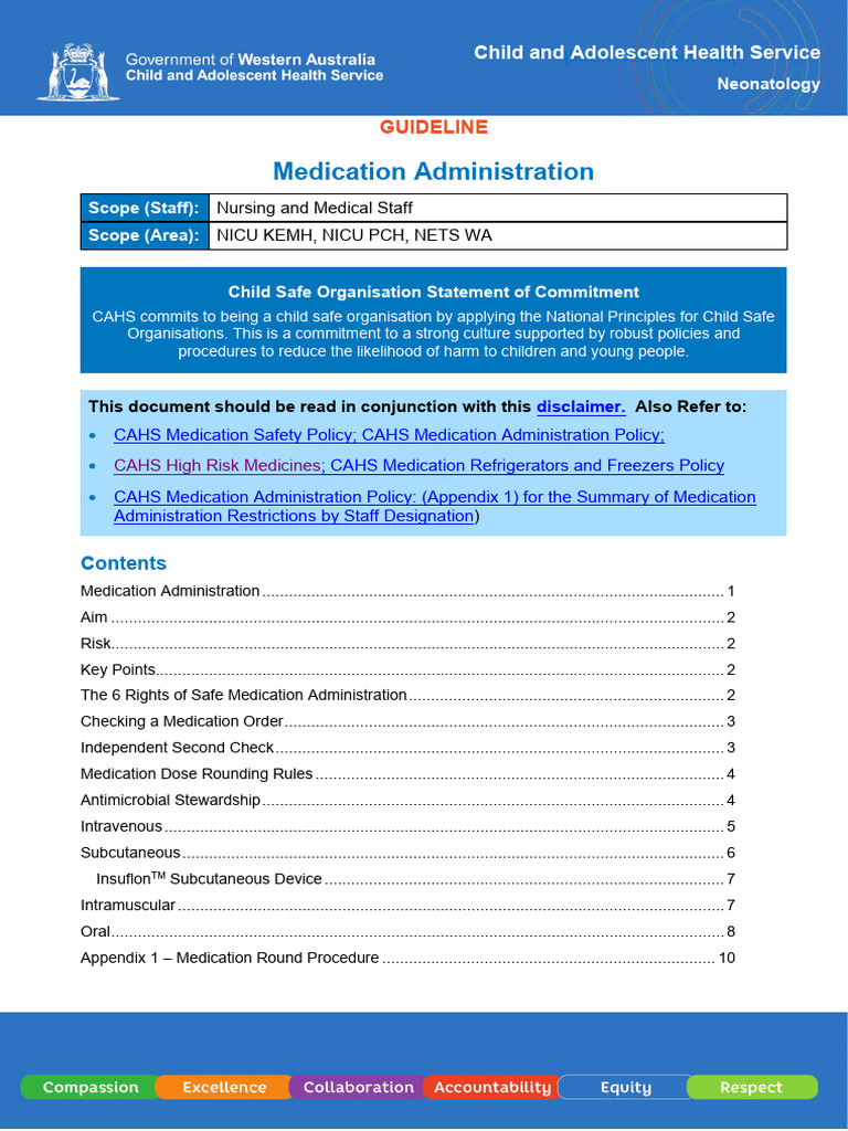 Neonatal Medication Administration Guidelines | PDF | Injection ...