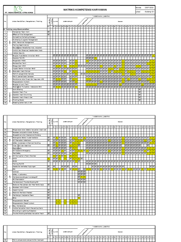 Employee Competency Matrix 2007-2010 | PDF