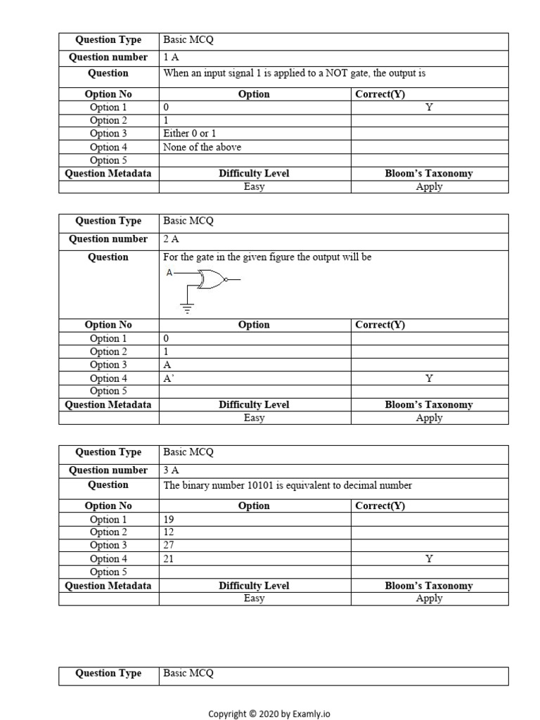 Ques Bank With Ans | PDF | Computer Memory | Logic Gate