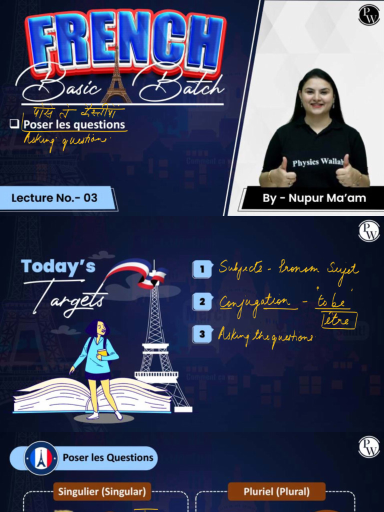 Poser Les Questions 03 - Class Notes - French Basics | PDF