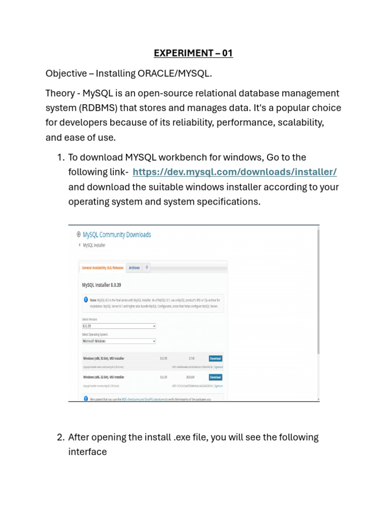 EXPERIMENT 01 DBMS | PDF EXPERIMENT 01 DBMS | PDF
