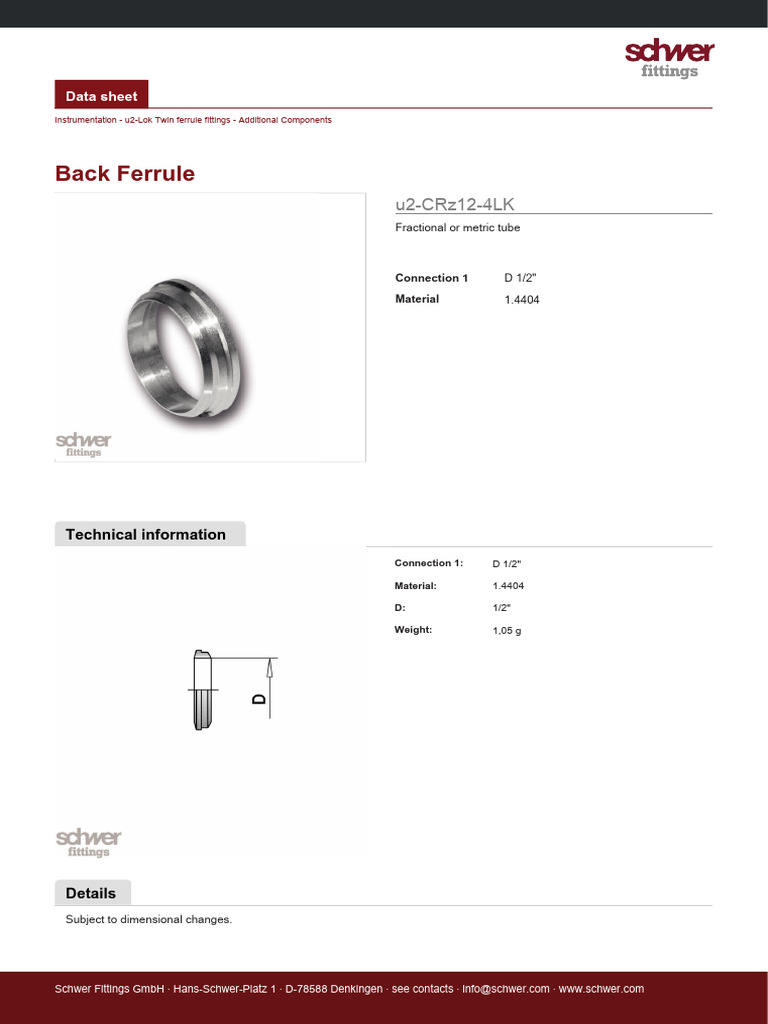 Back Ferrule - Schwer - Germany | PDF