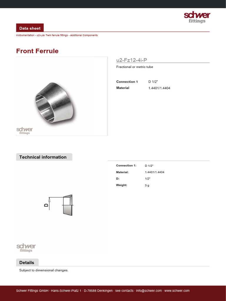 Front Ferrule - Schwer - Germany | PDF