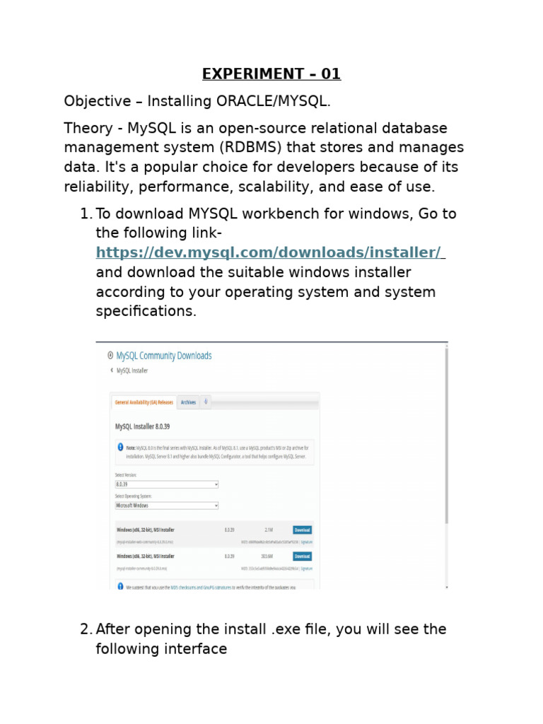 MySQL Installation Guide for Windows | PDF | Computers